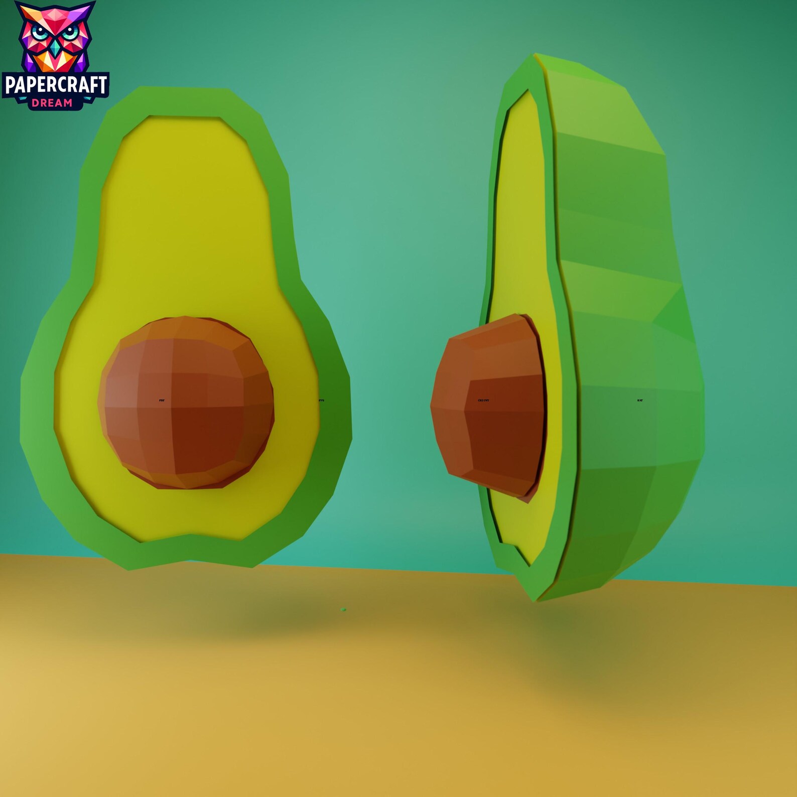 Avocado Fruit 3D Papercraft–diy Avocado Template,low Poly Avocado ...
