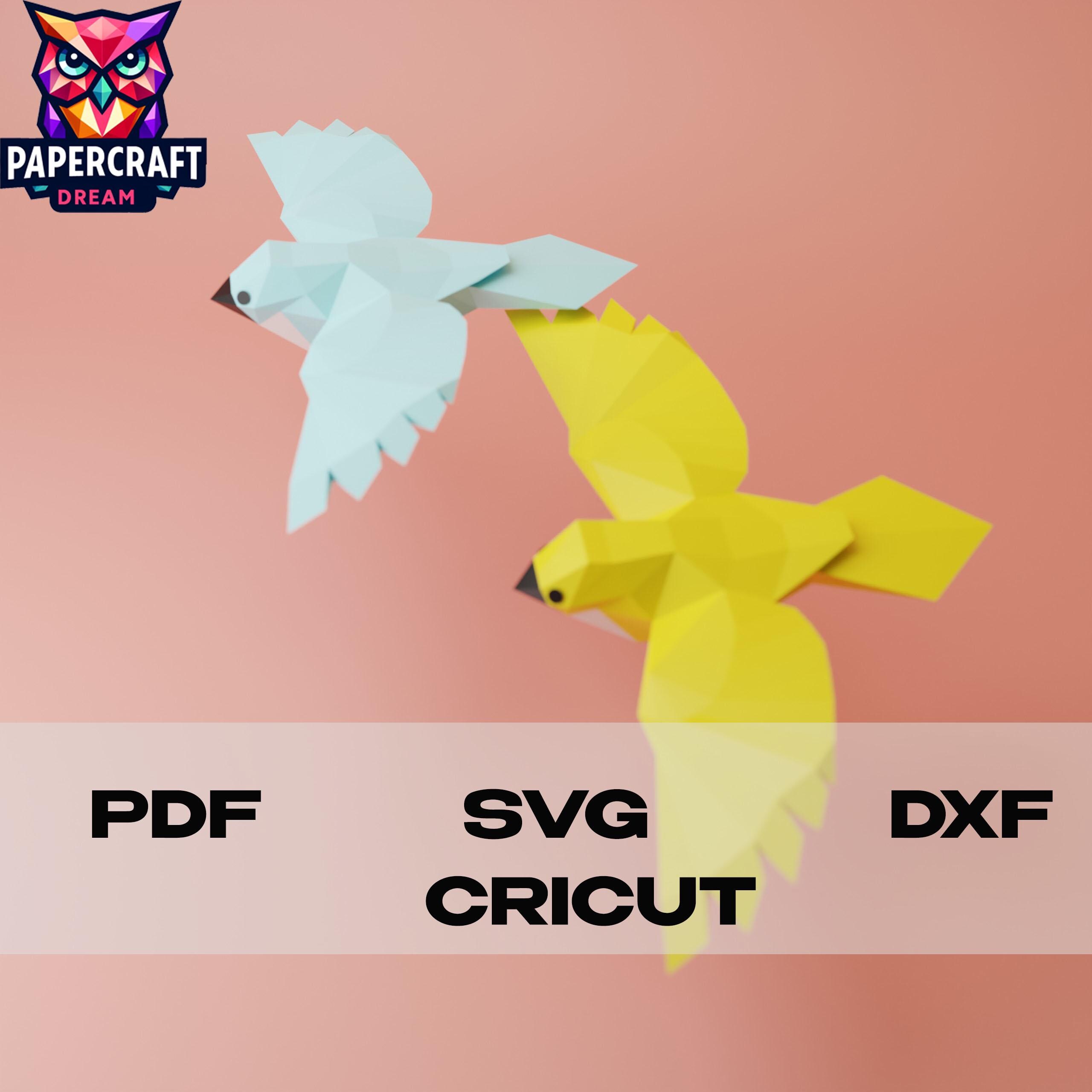 3D Flying Bird Papercraft Template: DIY Low Poly Wall Art (PDF Download ...