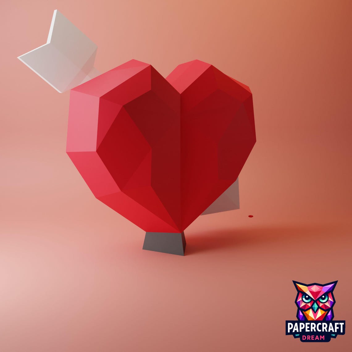 3D Papercraft Low Poly Heart – DIY Valentine's Gift Paper Template (pdf ...