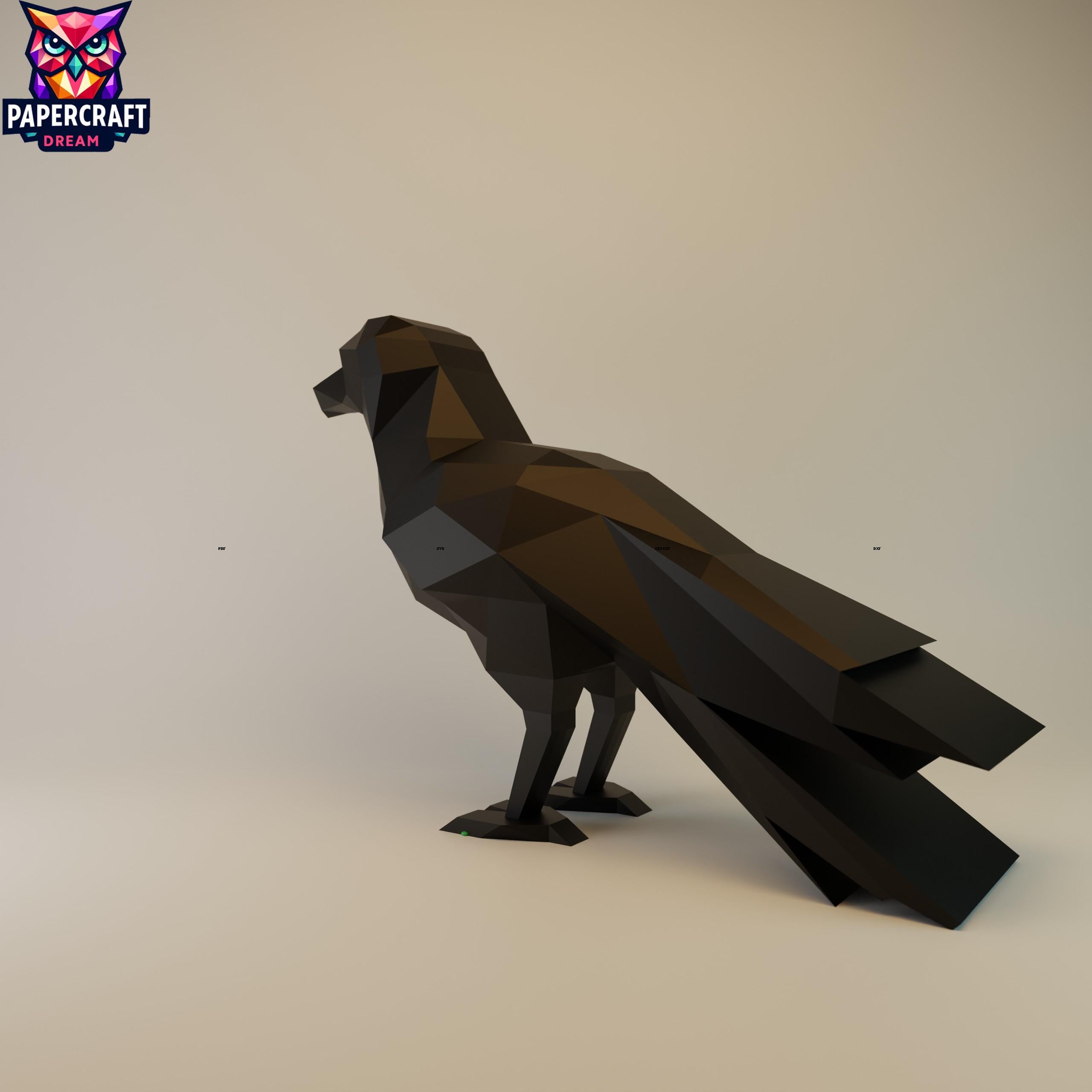 Crow 3D Papercraft– DIY Flying Crow Origami,low Poly Flying Raven ...