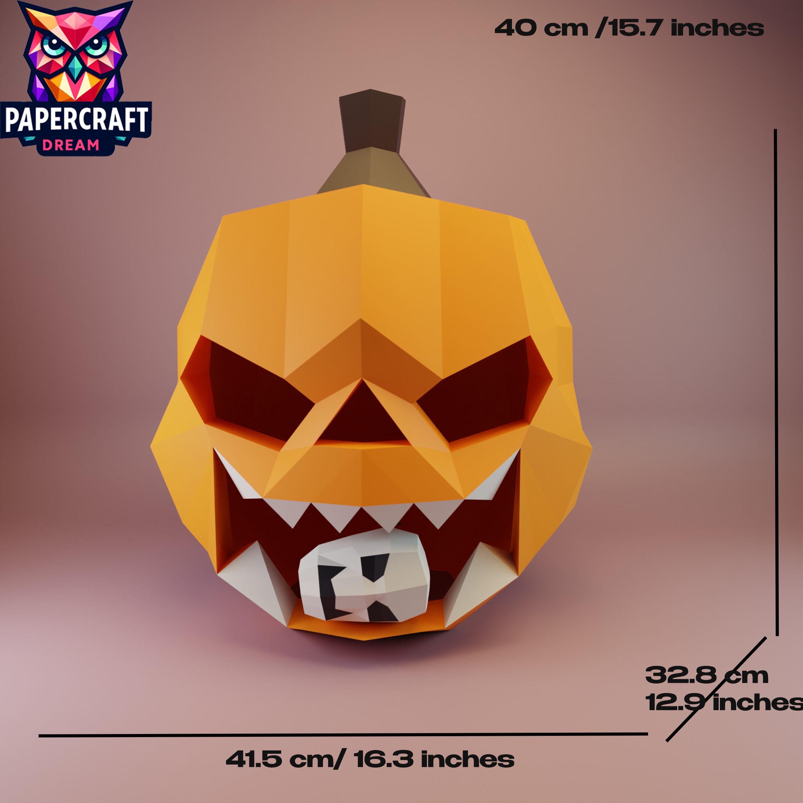 Skull Pumpkin 3D Papercraft– DIY Scary Skull Pumpkin,pumpkin Halloween ...