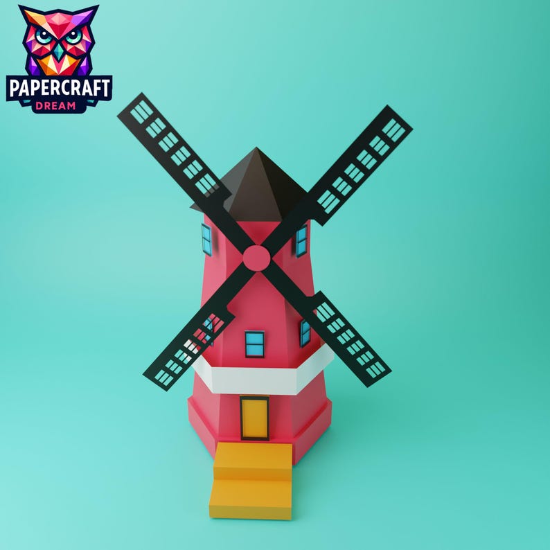 DIY Windmill Papercraft – 3D Low Poly Dutch Mill Model (pdf, Svg, Dxf ...
