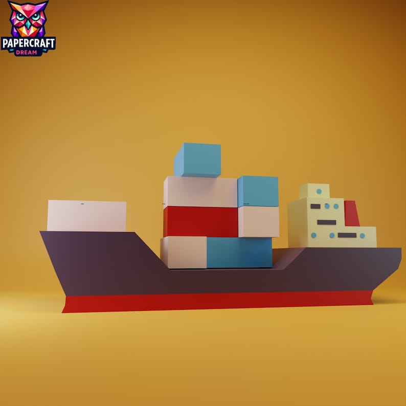 3D Cargo Ship Papercraft – DIY Maritime Boat Model (pdf, Svg, Dxf) - Etsy