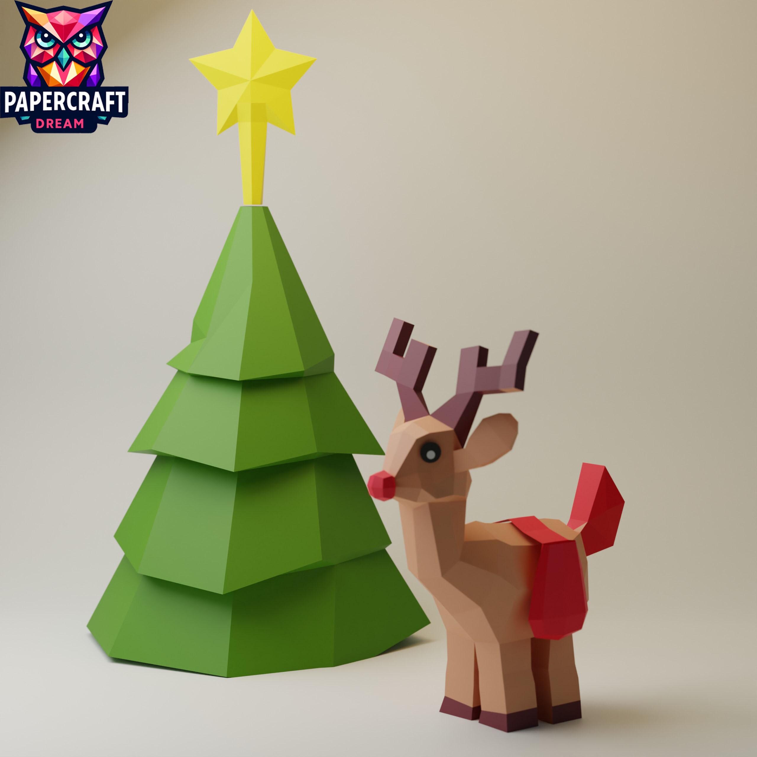 Reindeer Papercraft DIY Santa Template | 3D Festive Deer Sculpture PDF ...