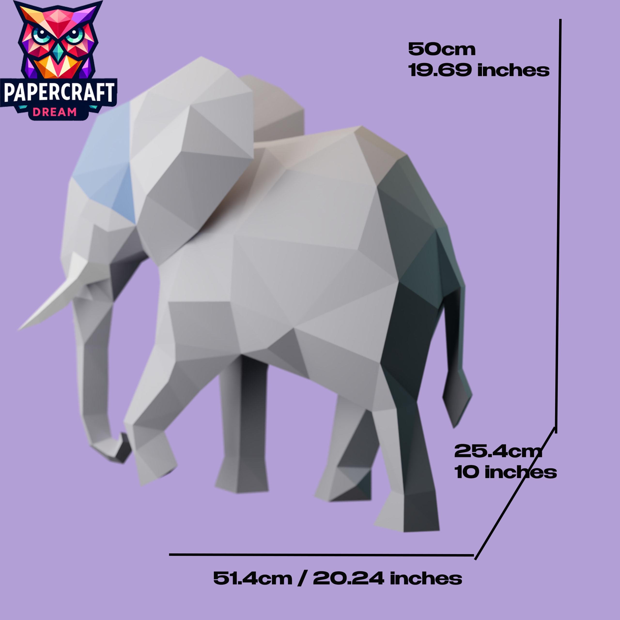 Elephant 3D Papercraft – Low Poly DIY Paper Model (pdf, Svg, Dxf) - Etsy