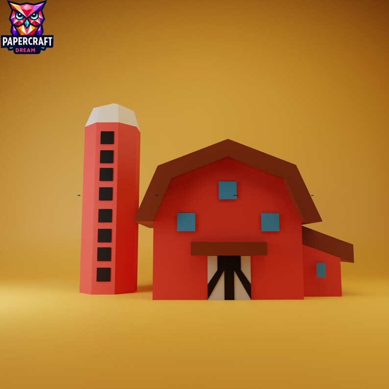 Barn Farm Silo 3D Papercraft Svg– DIY Farm Template Cricut,ring ...
