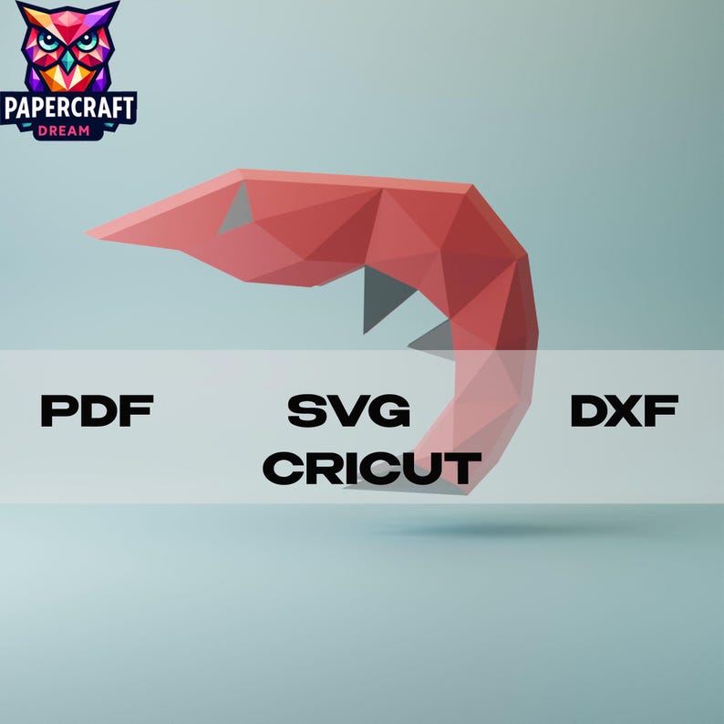 Shrimp Prawn 3d Papercraft - Low Poly Diy Paper Model Template (pdf ...