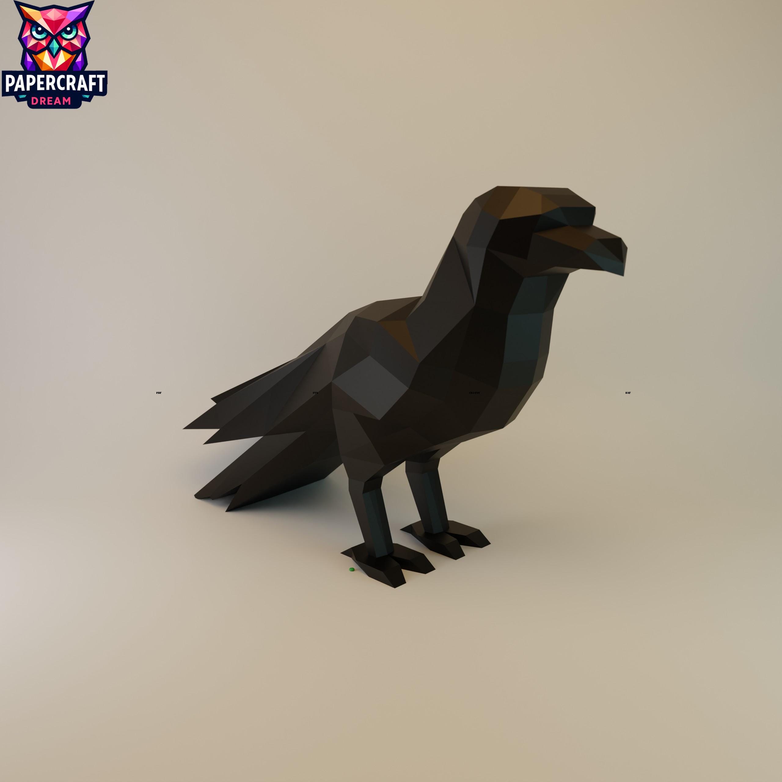 DIY Raven Papercraft – Low Poly Bird Sculpture (pdf, Svg, Dxf) - Etsy