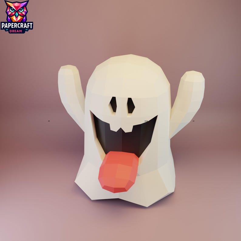 Happy Ghost Papercraft Cute Ghost Low Poly, 3d Hallowen Ghost, Ghost ...