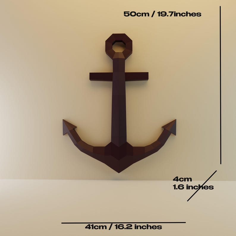 Anchor 3D Papercraft– DIY Anchor SVG Origami,low Polyanchor, Paper ...