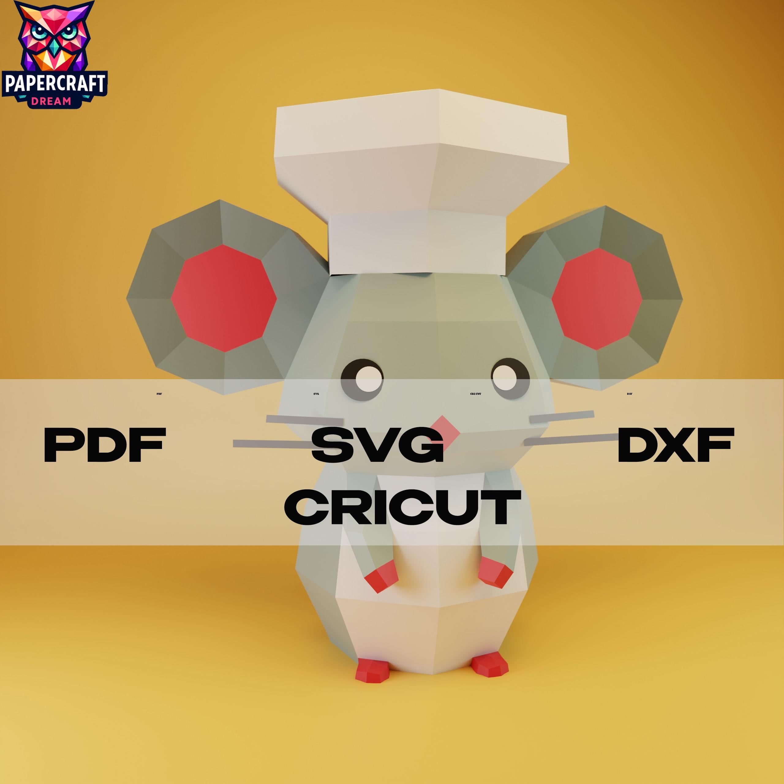 Chef Mouse Papercraft Template, DIY Low Poly Sculpture (pdf, Svg, Dxf ...
