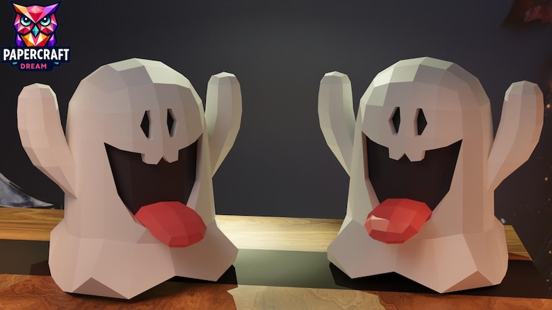 DIY Happy Ghost Papercraft Kit Cute 3D Halloween Model Home Decor ...