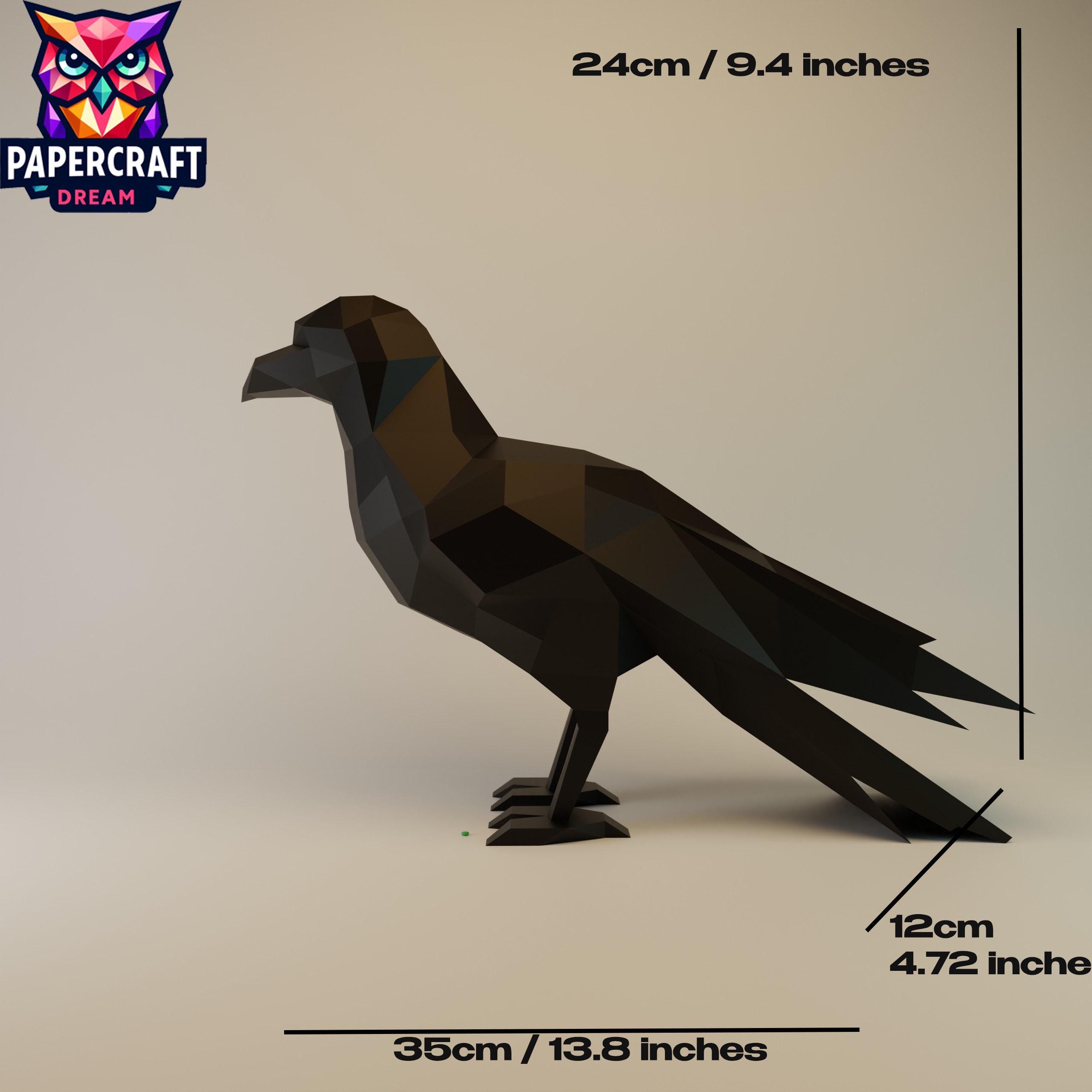 Crow 3D Papercraft– DIY Flying Crow Origami,low Poly Flying Raven ...