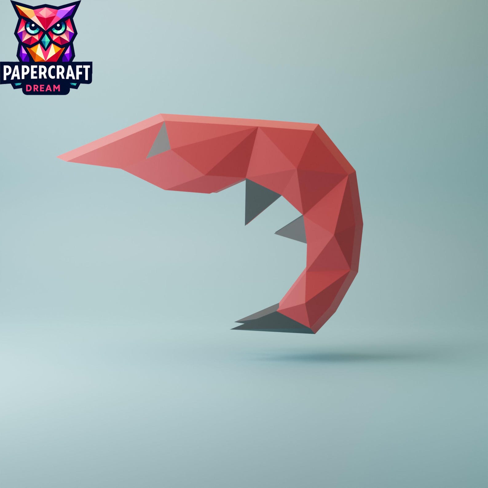 Shrimp Prawn 3d Papercraft - Low Poly Diy Paper Model Template (pdf ...
