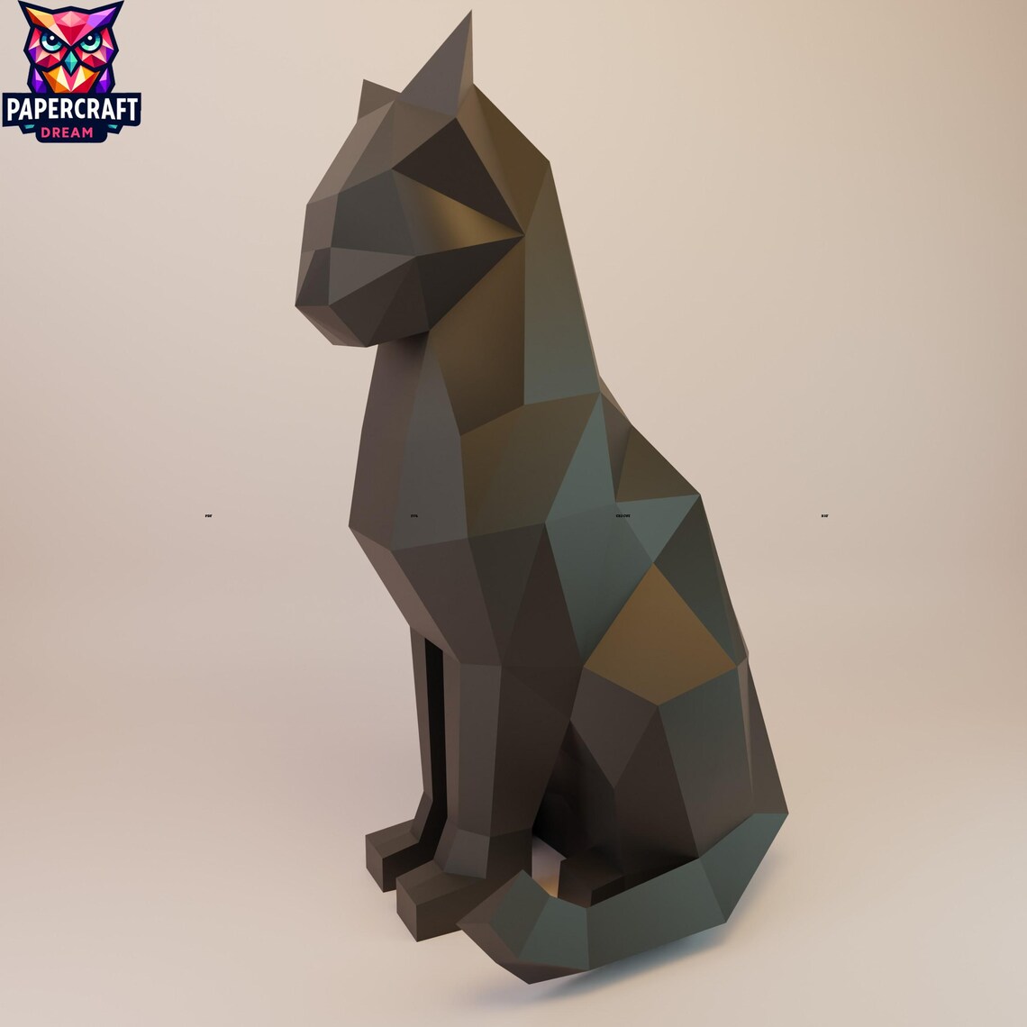 Cat 3D Papercraft Template: DIY Origami Halloween Sculpture (pdf,svg ...