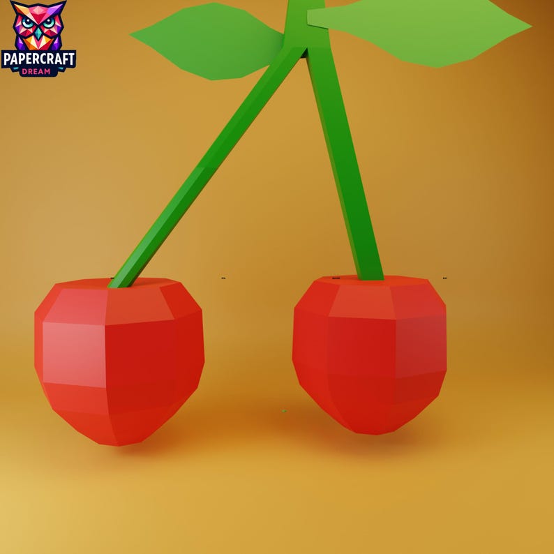Cherry Fruit 3D Papercraft–diy Cherry Template,low Poly Cherry, Fruit ...