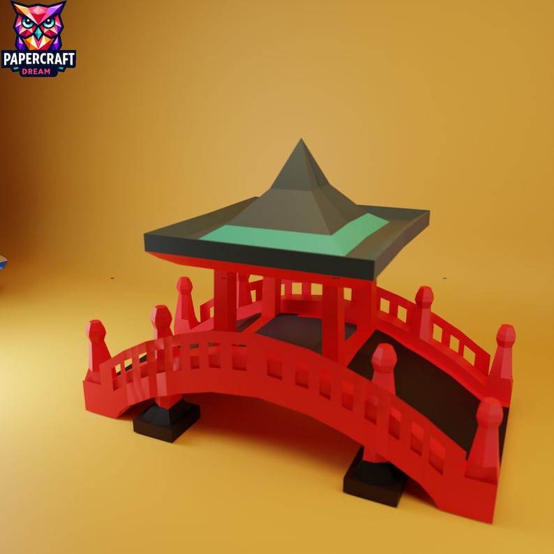 Japanese Bridge 3D Papercraft – DIY Low Poly Model (pdf, Svg, Dxf) - Etsy