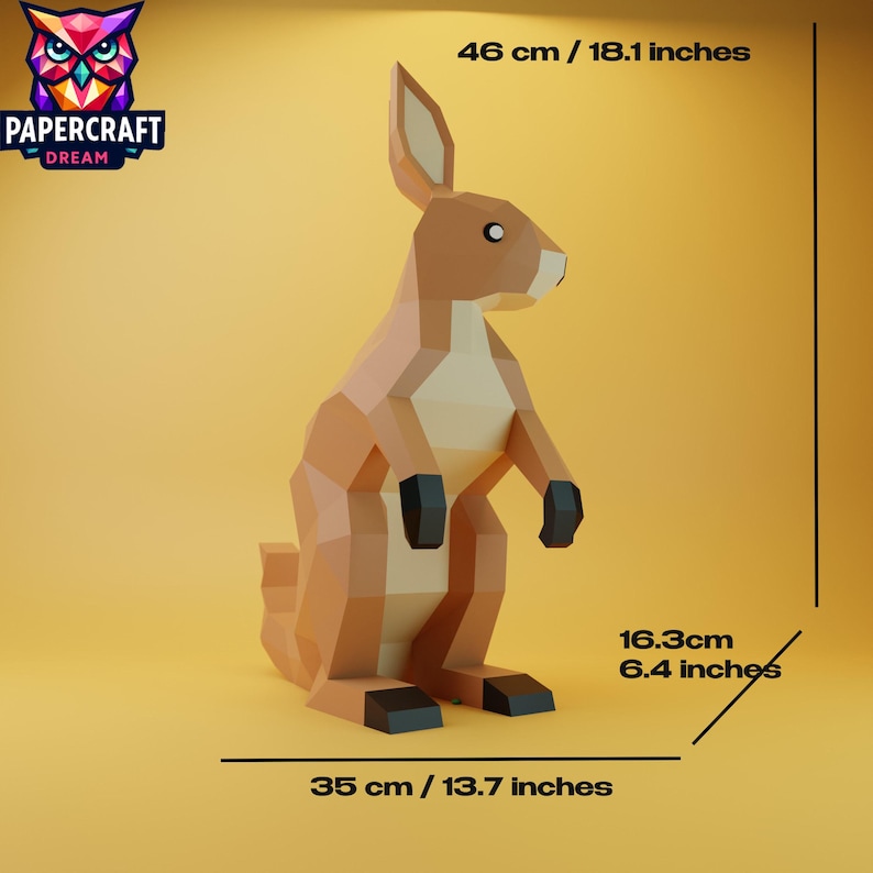 Kangaroo 3D Papercraft– DIY Kangaroo Origami,low Poly Kangaroo , Paper ...