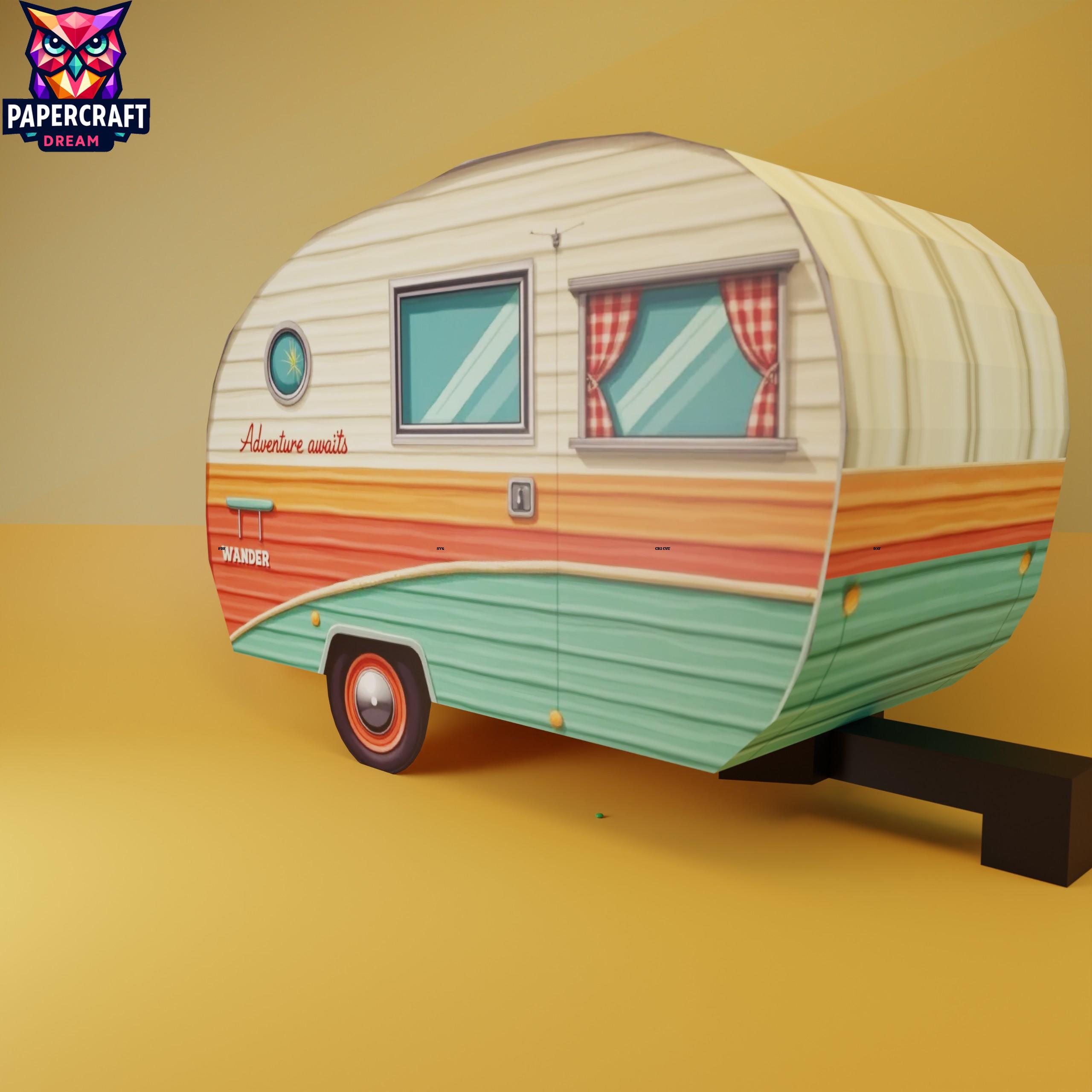 Vintage Camper Papercraft – DIY 3D Low Poly Model (pdf, Svg, Dxf) - Etsy