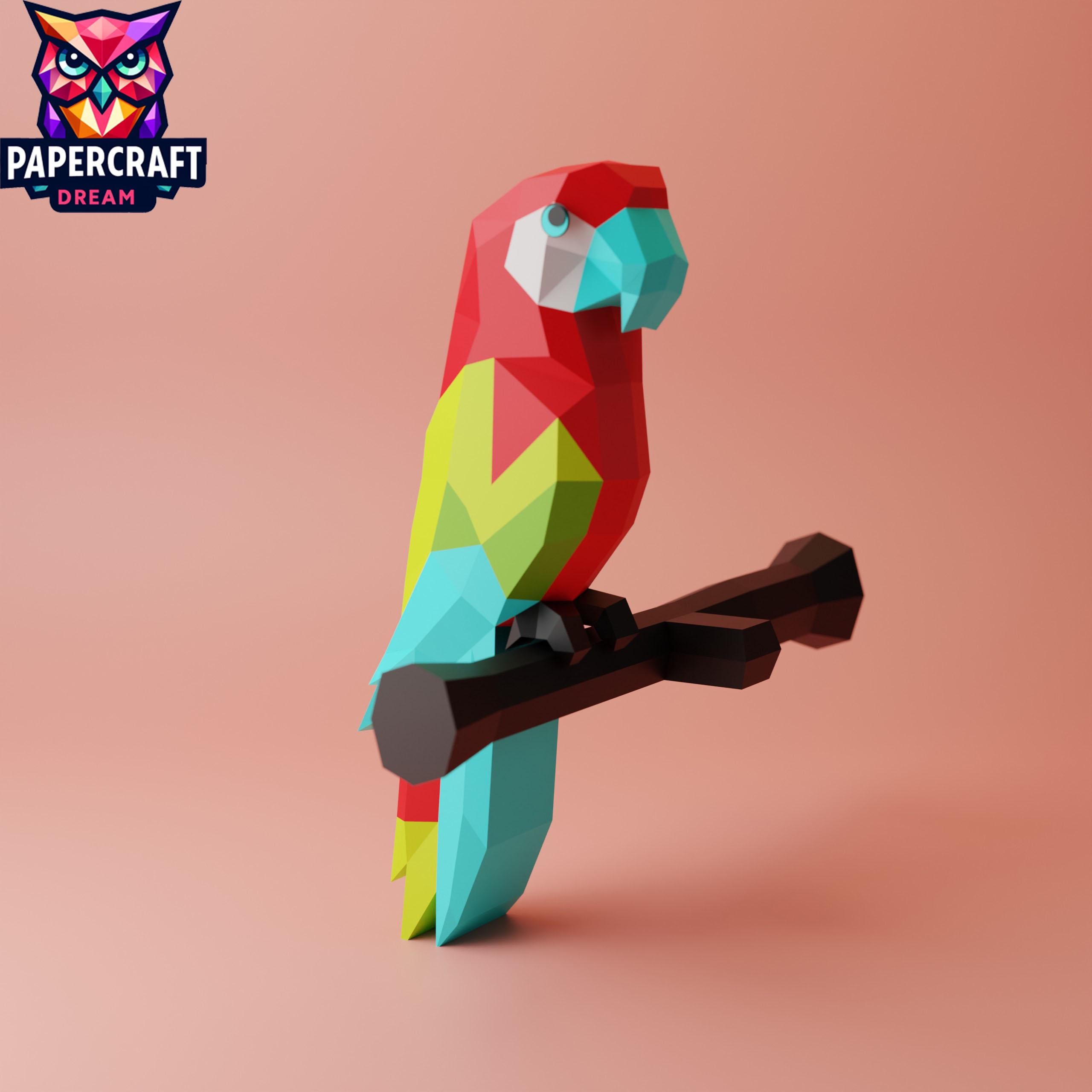 Parrot Macaw Papercraft Template - DIY Parrot Bird Decor, Parrot Art ...