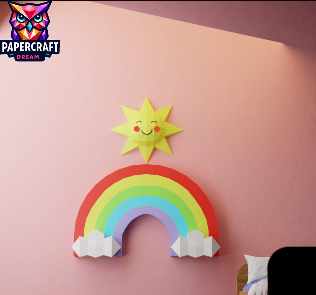 3D Rainbow Papercraft Template: DIY Low Poly Wall Art (PDF/SVG) - Etsy