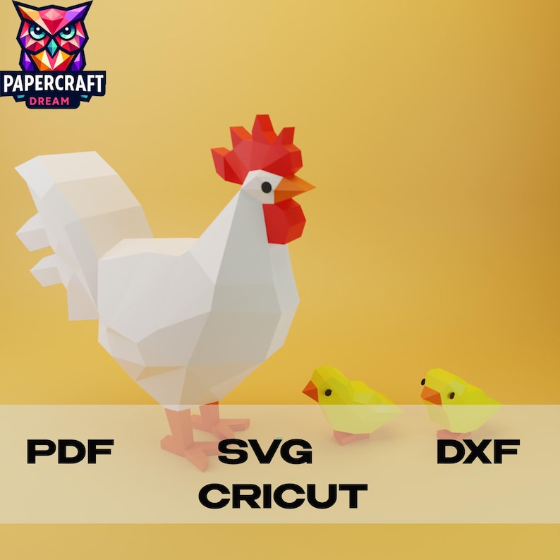 Chicken 3D Papercraft– DIY Chicken Origami,low Poly Chicken Family ...