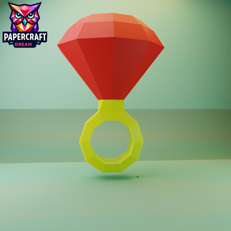 Diamond Ring 3D Papercraft–diy Diamond Ring Template,low Poly Ring ,paper Template. Diamond Ring ...