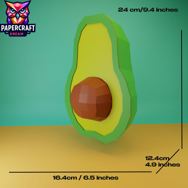 Avocado Fruit 3D Papercraft–diy Avocado Template,low Poly Avocado ...