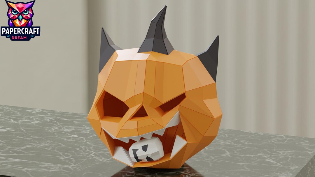 Skull-pumpkin Papercraft Kit | 3D Halloween Pumpkin Skull Model | DIY ...