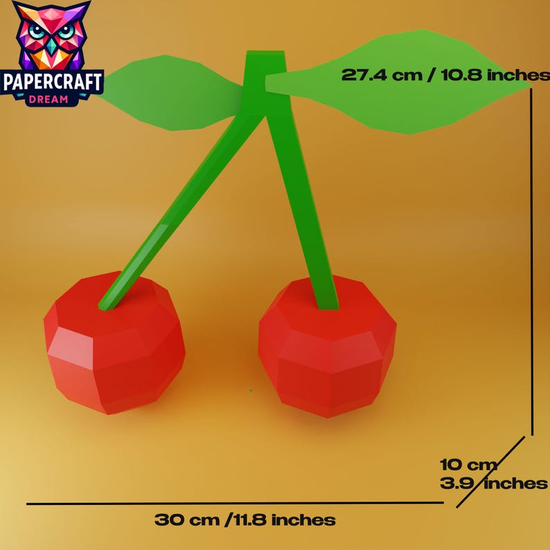 Cherry Fruit 3D Papercraft–diy Cherry Template,low Poly Cherry, Fruit ...