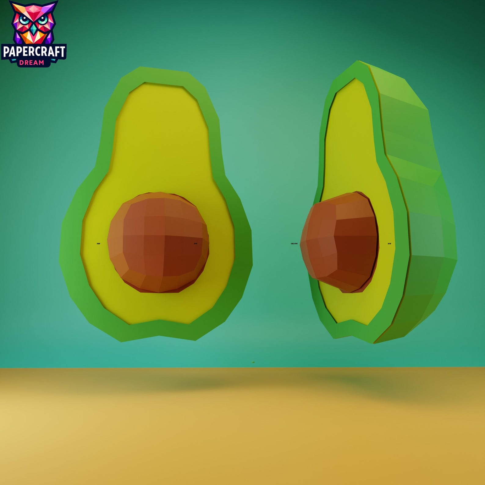 Avocado Fruit 3D Papercraft–diy Avocado Template,low Poly Avocado ...