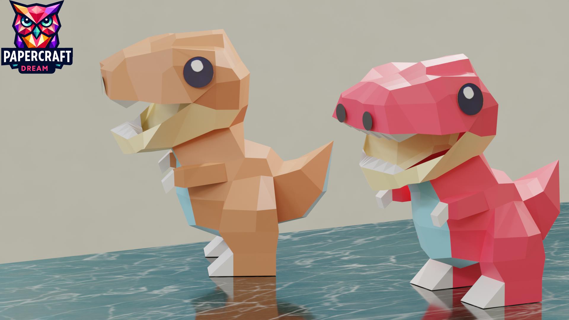 DIY T-rex Papercraft Kit | Cute 3D Dinosaur Model | Kids Room Decor | Educational Craft ...