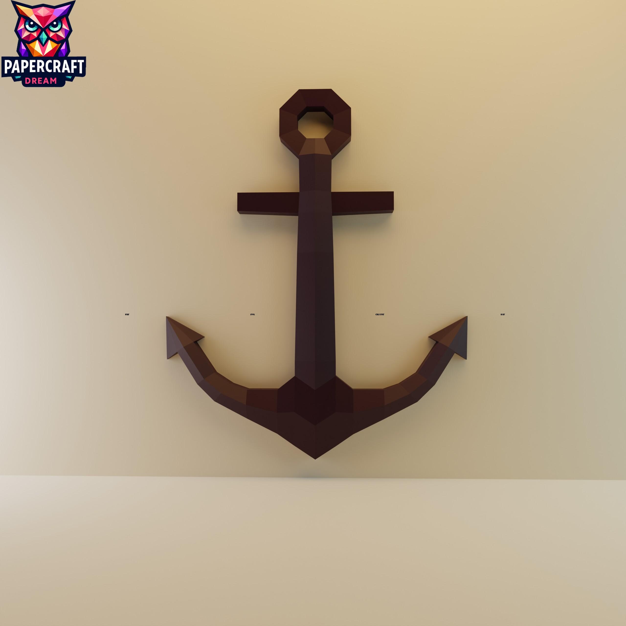 Anchor 3D Papercraft– DIY Anchor SVG Origami,low Polyanchor, Paper ...