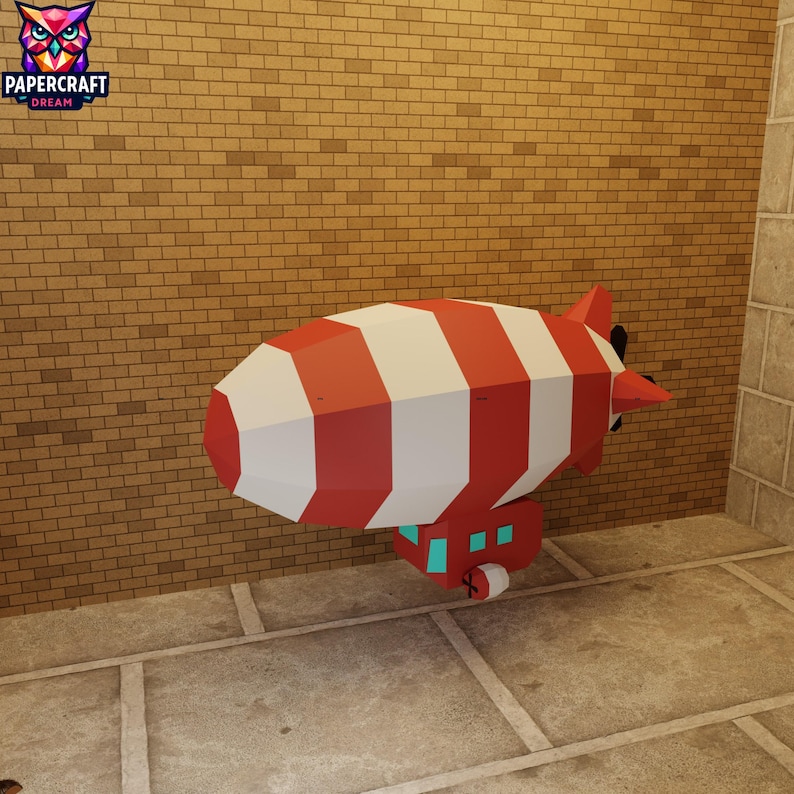 Airship Blimp Papercraft Template: Diy Low Poly Zeppelin Origami 3D ...