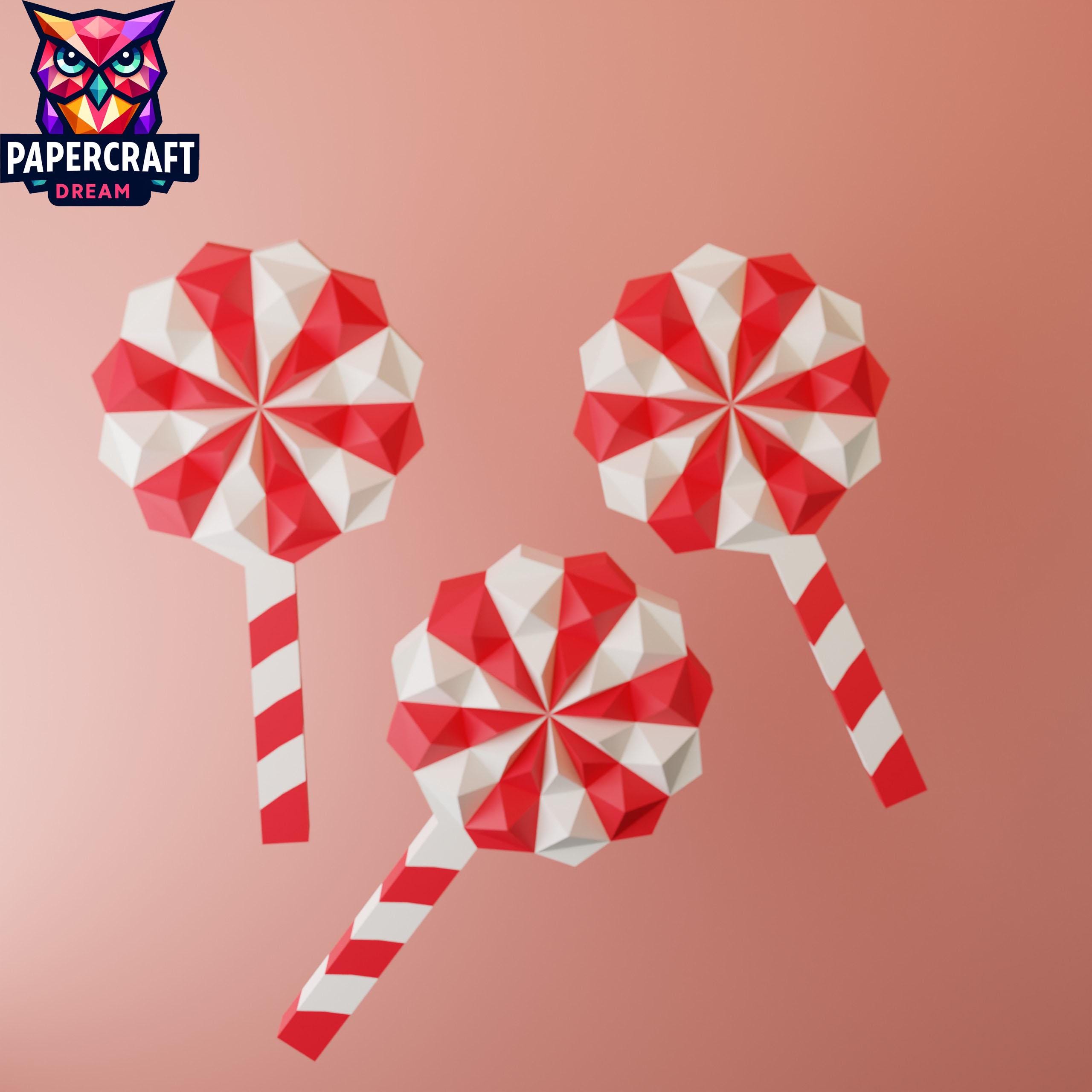 DIY Candy Lollipop Papercraft – Low Poly 3D Model (pdf, Svg, Dxf) - Etsy