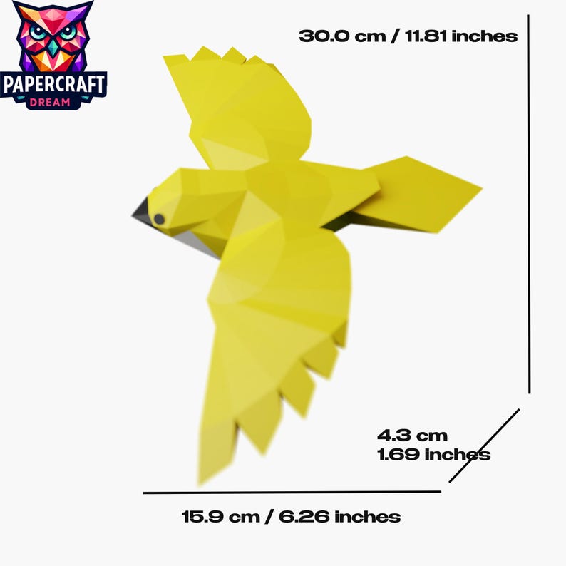 3D Flying Bird Papercraft Template: DIY Low Poly Wall Art (PDF Download ...