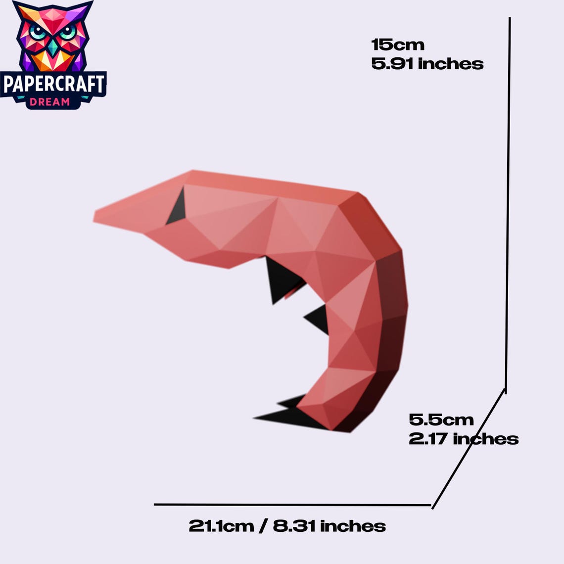 Shrimp Prawn 3d Papercraft - Low Poly Diy Paper Model Template (pdf ...