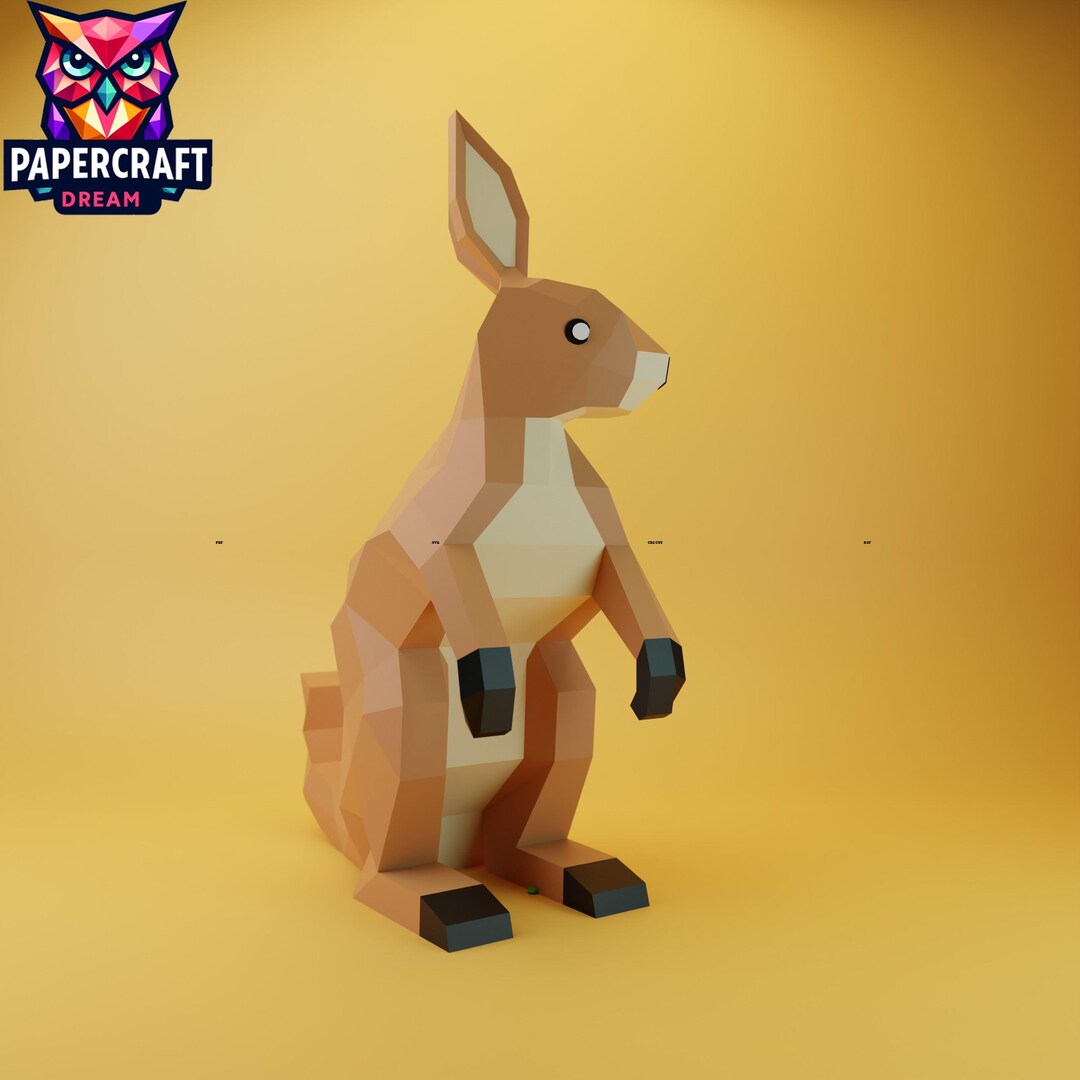 Kangaroo 3D Papercraft– DIY Kangaroo Origami,low Poly Kangaroo , Paper ...