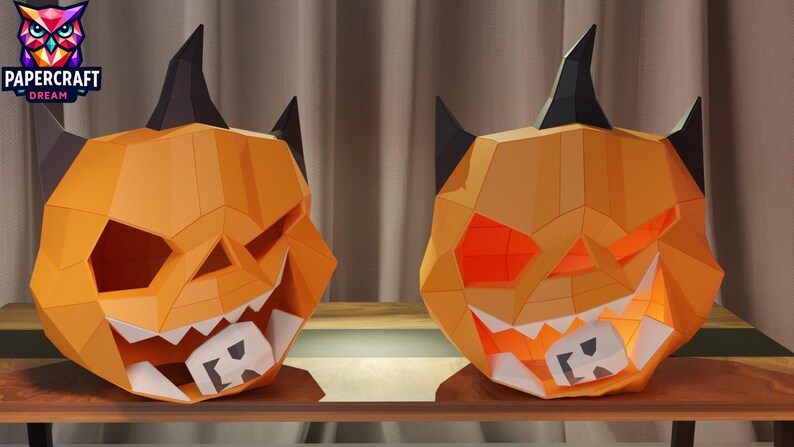 Skull-pumpkin Papercraft Kit 3D Halloween Pumpkin Skull Model DIY Jack ...