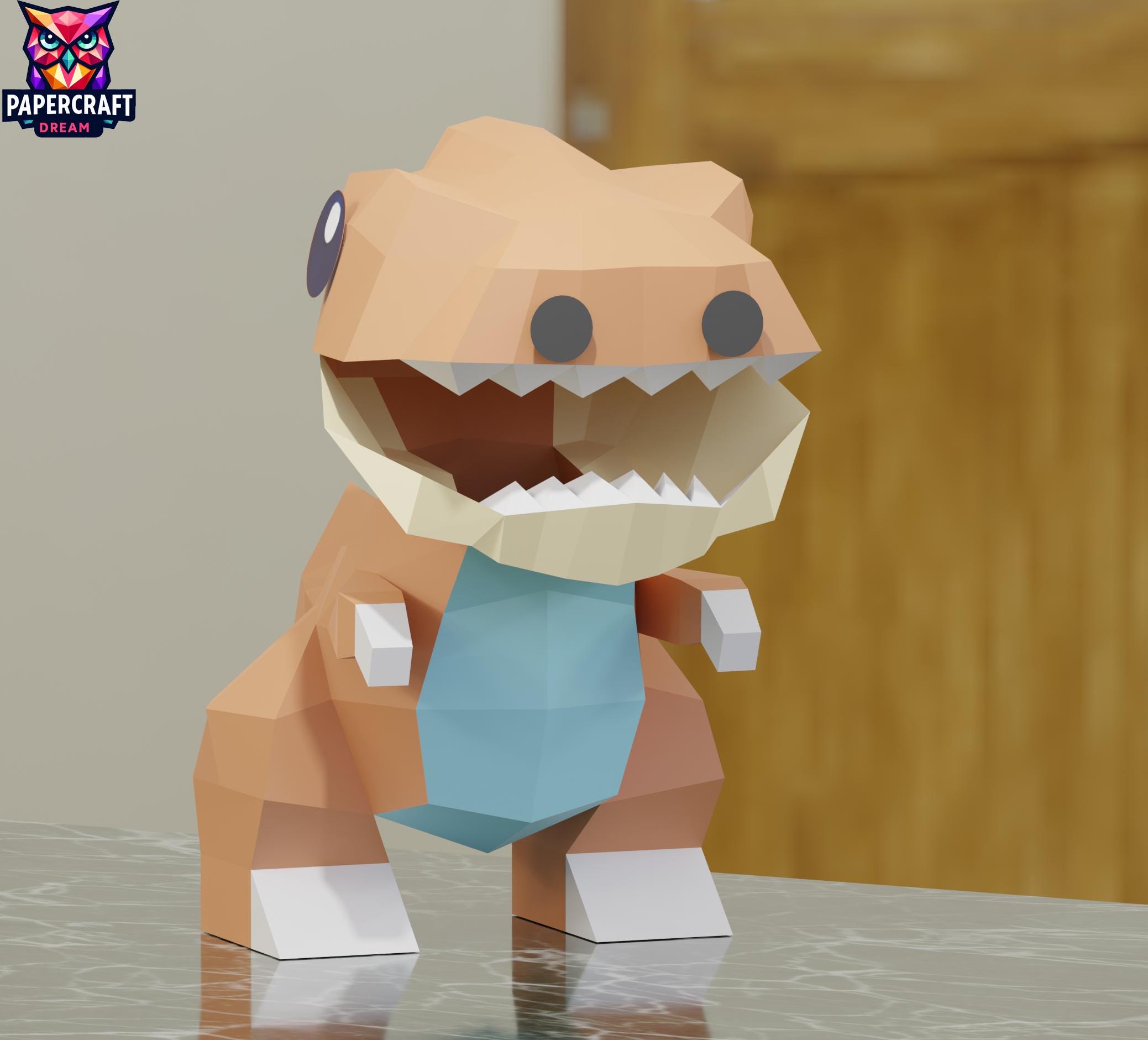 DIY T-rex Papercraft Kit Cute 3D Dinosaur Model Kids Room Decor Educational Craft Jurassic Party ...