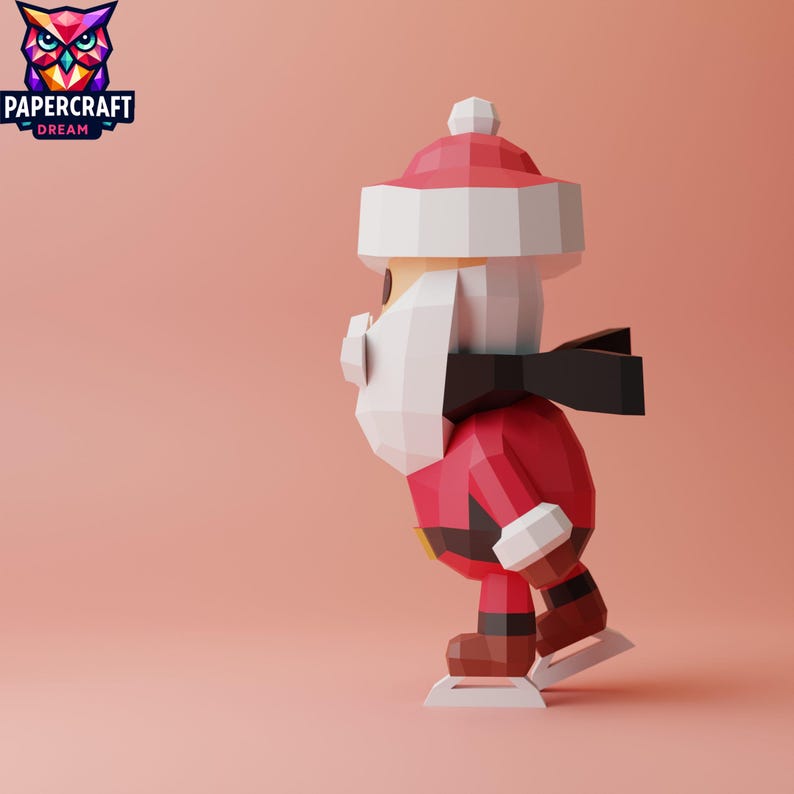 Santa Ice Skating 3D Papercraft Template | DIY Christmas Decoration ...