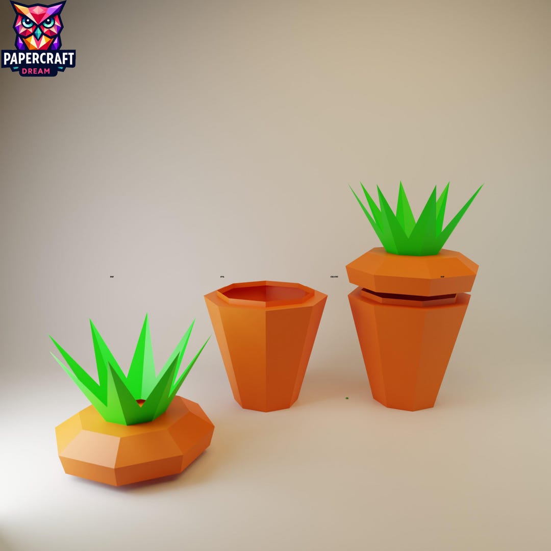 Carrot Box 3D Papercraft– DIY Carrot 3d Box,paper Carrot Gift, Paper ...