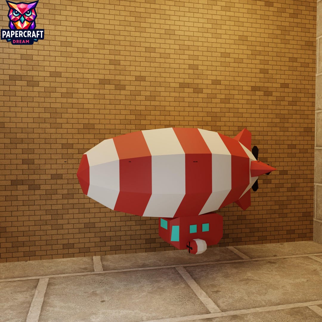 Airship Blimp Papercraft Template: Diy Low Poly Zeppelin Origami 3D ...