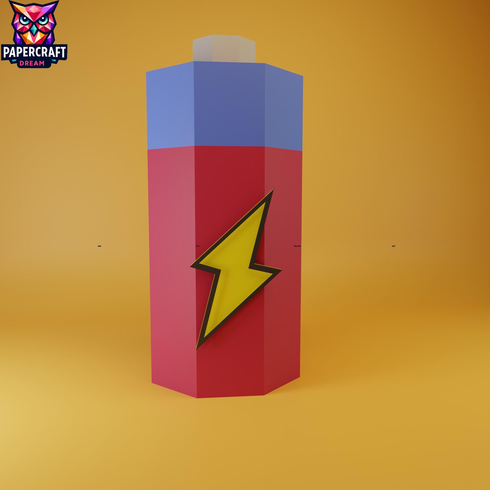 Battery Colored 3D Papercraft–diy Battery Template,low Poly Battery ...