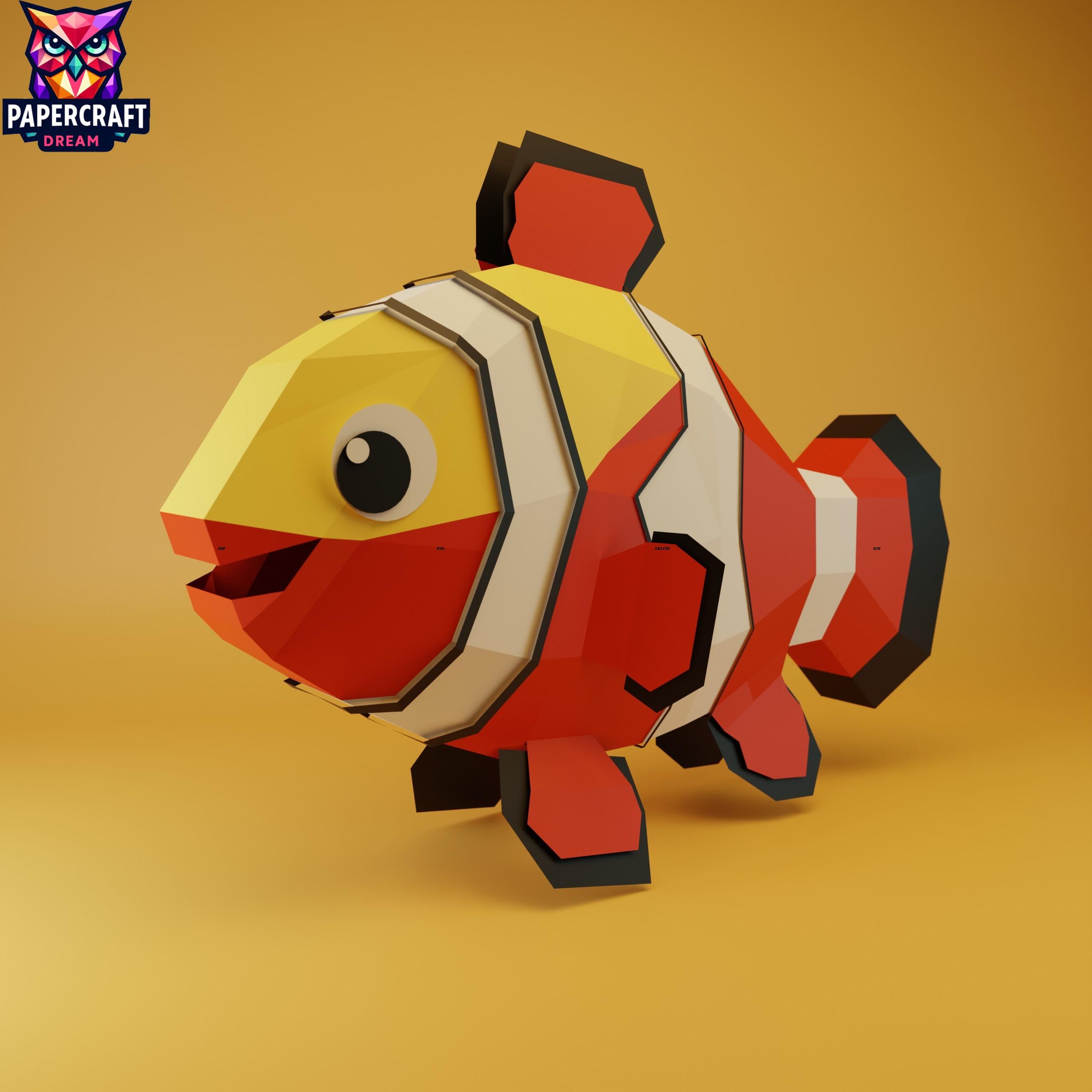 Clown Fish 3D Papercraft– DIY Clown Fish Template,paper Clown Fish ...
