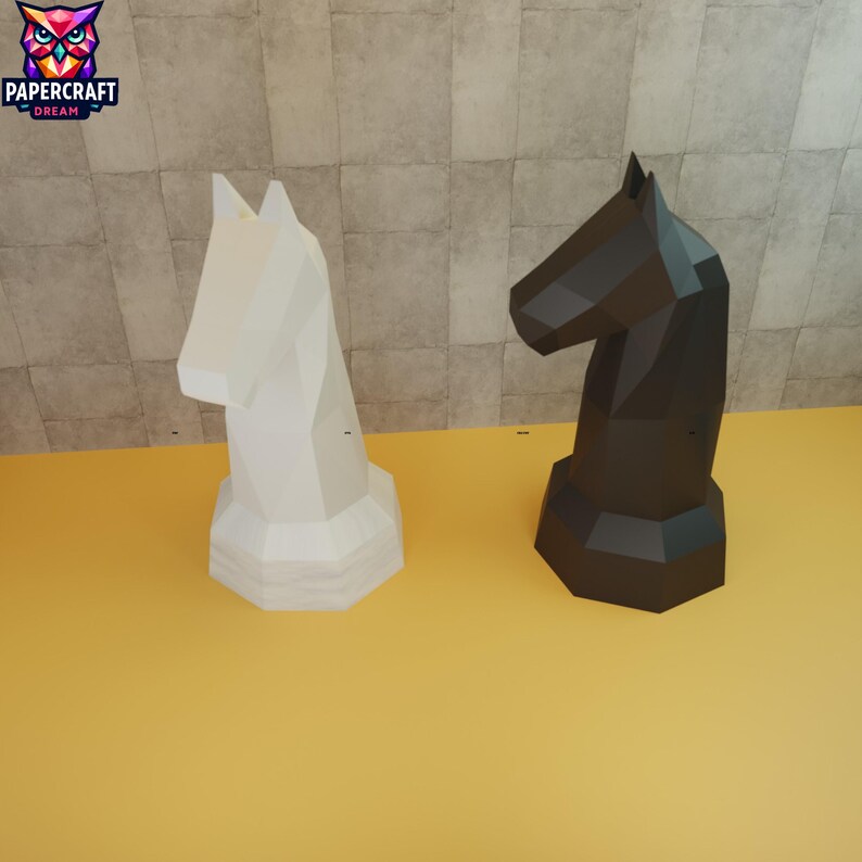 DIY Chess Knight Papercraft - 3D Geometric Sculpture (pdf, Svg, Dxf) - Etsy