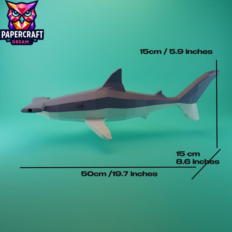Hammerhead Shark 3D Papercraft – DIY Low Poly Model (pdf, Svg, Dxf) - Etsy