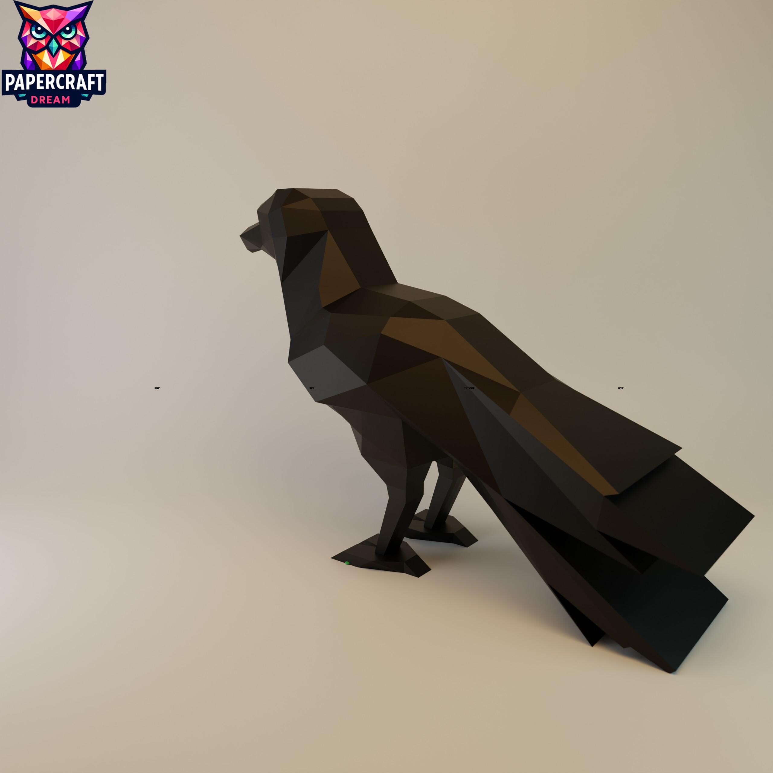 Crow 3D Papercraft– DIY Flying Crow Origami,low Poly Flying Raven ...
