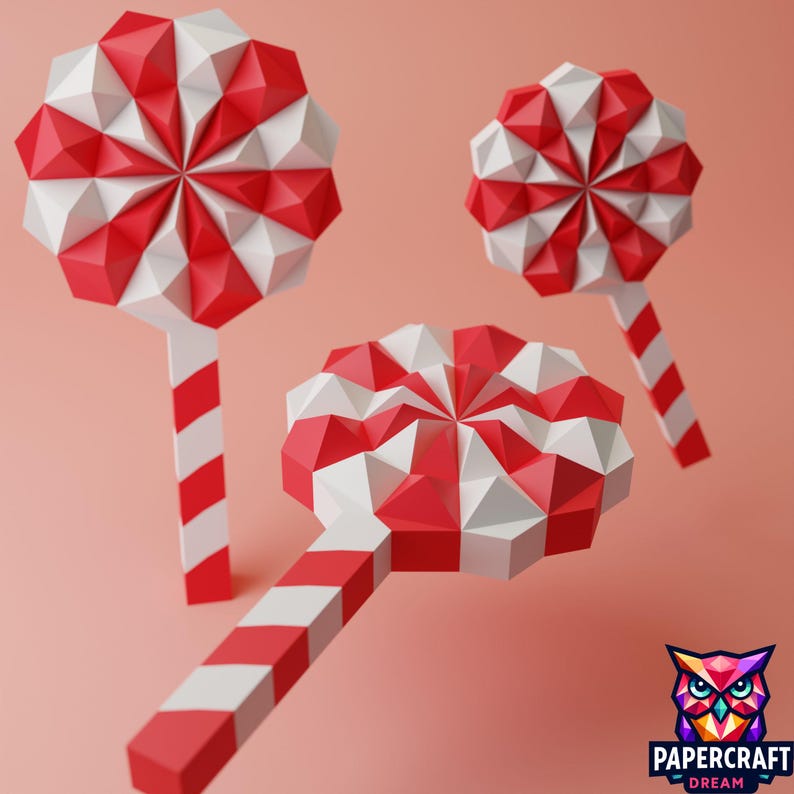DIY Candy Lollipop Papercraft – Low Poly 3D Model (pdf, Svg, Dxf) - Etsy