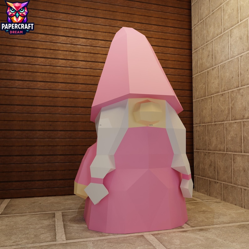 Gnome Girl 3D Papercraft Template: Santa Claus Low Poly Christmas Decor ...